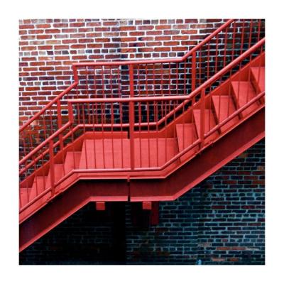 China Open riser stairs double stringer steel industrial metal staircase for sale