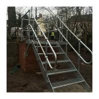 China Single stringer stairs stainless steel l-shaped elegant industrial metal staircase for sale
