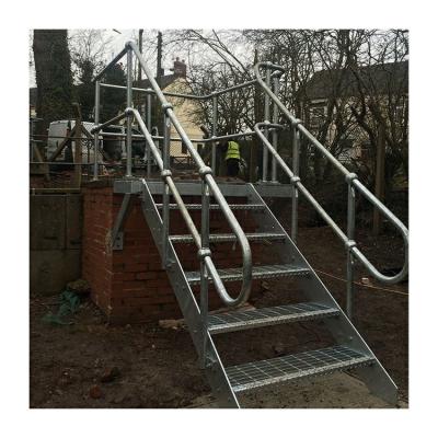 China Single stringer stairs stainless steel l-shaped elegant industrial metal staircase for sale