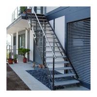 China Granite stairs steel grill for outdoor industrial straight metal staircase for sale