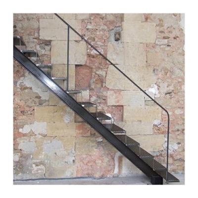 China Interior stair stainless steel handrail metal glass staircase for sale