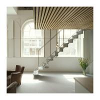 China Interior stair stainless steel handrail metal glass staircase for sale