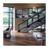 China Interior stair stainless steel handrail metal glass staircase for sale