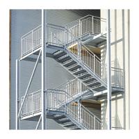 China Precast stairs used indoor steel-glass steel stringer straight staircase for sale