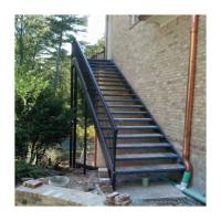 China Precast stairs used indoor steel-glass steel stringer straight staircase for sale
