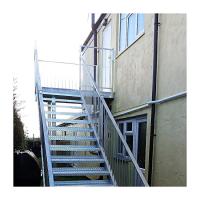 China Portable stairs carbon steel double beam wrought iron straight staircase for sale