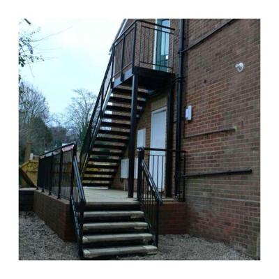 China Led light stair carbon steel mono beam straight wrought iron staircase for sale