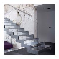 China Staircase for sale safe laminated glass tread stair marble straight staircase for sale