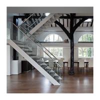 China Staircase for sale safe laminated glass tread stair marble straight staircase for sale