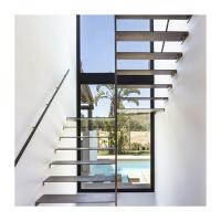 China Simple easy to install stairs steel galss high quality iron straight staircase for sale