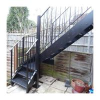 China Cantilevered stairs shaped steel handrail commercial projects cast iron staircase for sale