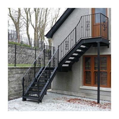 China Office stairs double steel stringer height quality metal straight staircase for sale