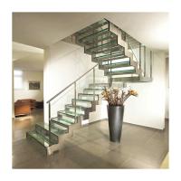 China Industrial steel staircase stair glass railing covering single stringer straight staircase for sale