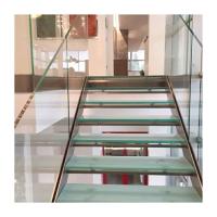 China Industrial steel staircase stair glass railing covering single stringer straight staircase for sale