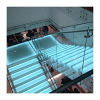 China Industrial steel staircase stair glass railing covering single stringer straight staircase for sale