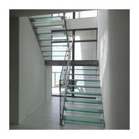 China Modular staircase kits tempered glass staircase cost height quality walnut straight staircase for sale