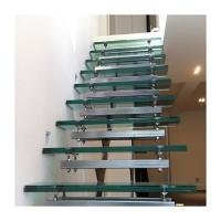 China Custom made staircase decorative glass stair straight steel rod staircase for sale