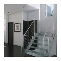 China Custom made staircase decorative glass stair straight steel rod staircase for sale