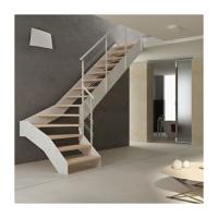 China Made in China double keel straight staircase steel and wood stairs for sale