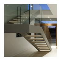 China Made in China double keel straight staircase steel and wood stairs for sale