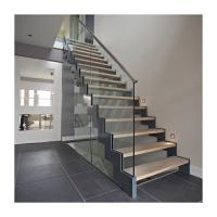 China Made in China double keel straight staircase steel and wood stairs for sale