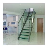 China Space saved staircase laminated glass steps stairs straight steel staircase for sale