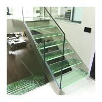 China Space saved staircase laminated glass steps stairs straight steel staircase for sale