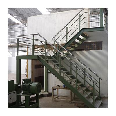 China Prefabricated exterior stairs middle stringer steel structure decorative metal staircase for sale