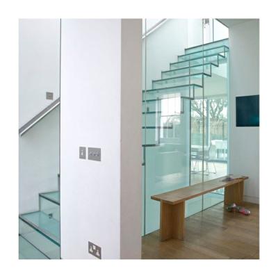 China Steel staircase architectural glass staircase design straight wood glass stairs for sale