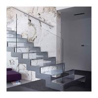 China Steel staircase architectural glass staircase design straight wood glass stairs for sale