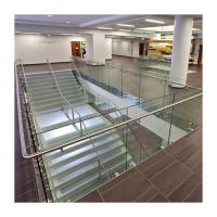 China Steel staircase architectural glass staircase design straight wood glass stairs for sale