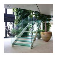 China Staircase latest design glass staircase tread indoor straight stairway for sale
