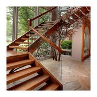 China Factory supply straight staircase designs white wooden tread stairs for sale