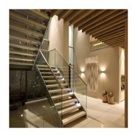China Factory supply straight staircase designs white wooden tread stairs for sale
