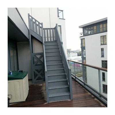 China Professional design stair steel fire escape wrought iron rod railing staircase for sale