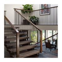 China Townhouse used straight stairs modern wood steel staircase for sale