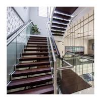 China Townhouse used straight stairs modern wood steel staircase for sale