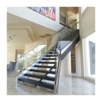 China Lowest price prefab straight stair beautiful color wood tread staircase for sale