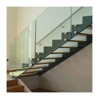 China Lowest price prefab straight stair beautiful color wood tread staircase for sale
