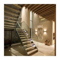China Credit guarantee pvc railing straight staircase steel wood glass stairs for sale