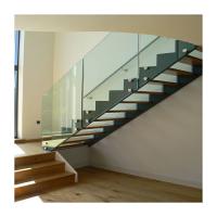 China Credit guarantee pvc railing straight staircase steel wood glass stairs for sale