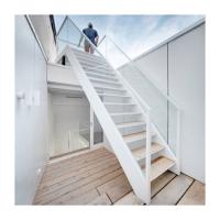 China Credit guarantee pvc railing straight staircase steel wood glass stairs for sale