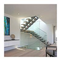 China Eco-friendly straight staircase customize wood treads stairs for sale