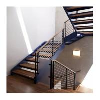 China Eco-friendly straight staircase customize wood treads stairs for sale