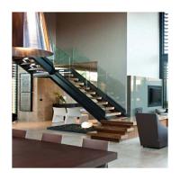 China WilliamArchi straight staircase closed tread wooden treads home used metal stairs for sale
