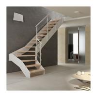 China Practical design straight steel rod staircase indoor steel wood stairs for sale