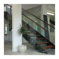 China Practical design straight steel rod staircase indoor steel wood stairs for sale