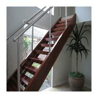 China Reasonable design long straight stair with nice quality l-shape wood tread stairs for sale