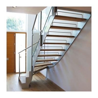 China Modern straight stairs for small house wood tread stair for sale