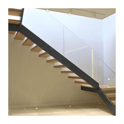 China Department straight stairs for small space steel structure wood stair for sale